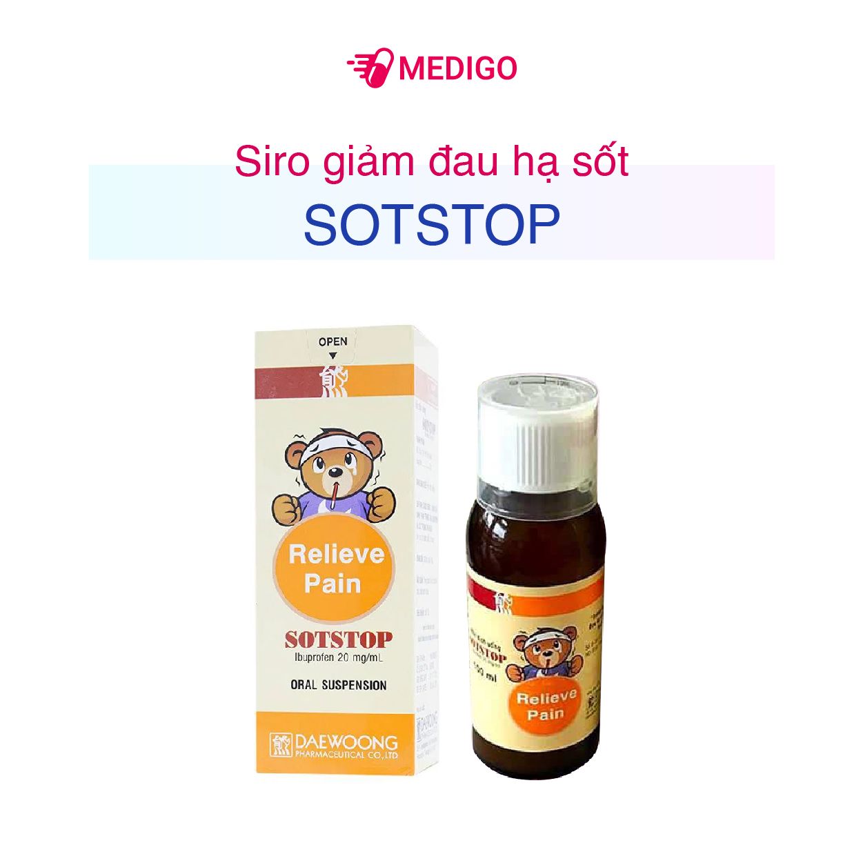 Siro giảm, đau hạ sốt Sotstop hộp 1 chai 100ml | Medigo