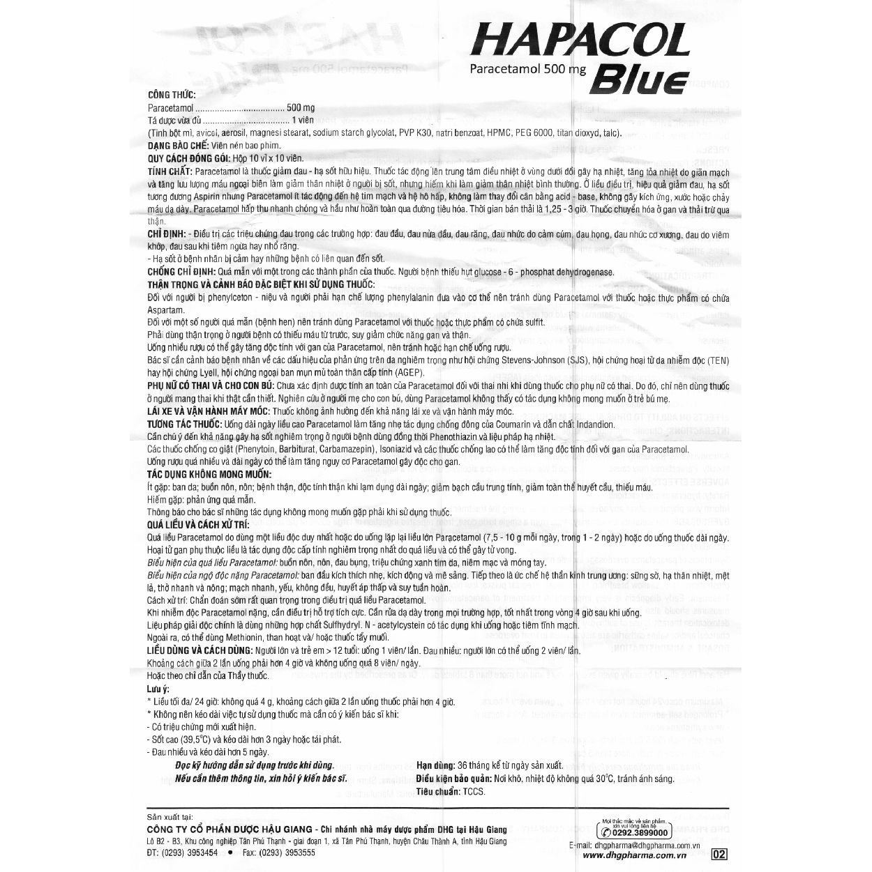 Thuốc giảm đau, hạ sốt Hapacol Blue hộp 100 viên