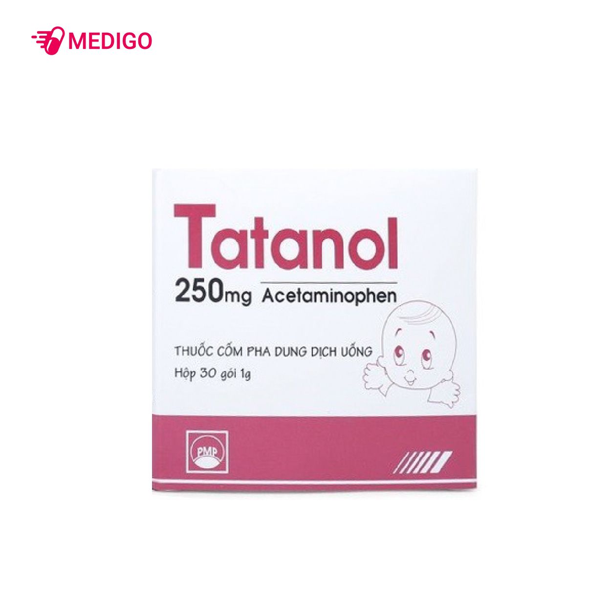 Thuốc giảm đau, hạ sốt Tatanol 250mg Pymepharco hộp 30 gói