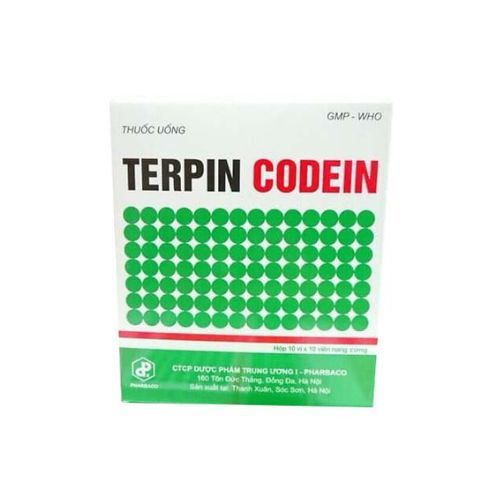 Thuốc ho, long đờm Terpin Codein Pharbaco hộp 10 vỉ x 10 viên nang cứng
