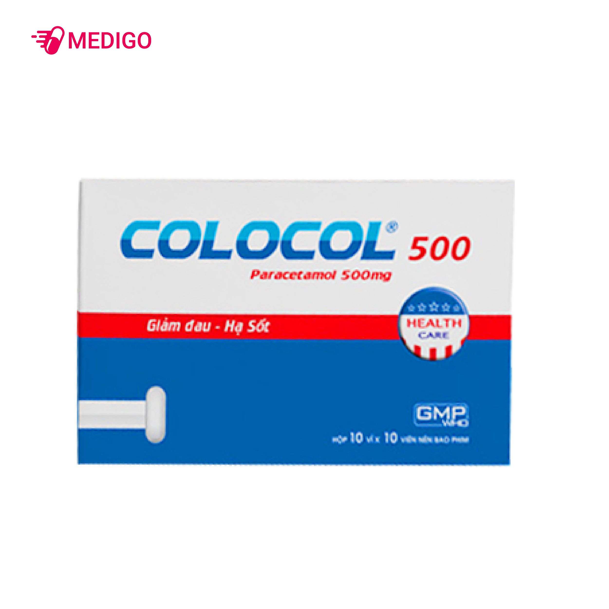 Thuốc giảm đau, hạ sốt Colocol 500 hộp 10 vỉ x 10 viên
