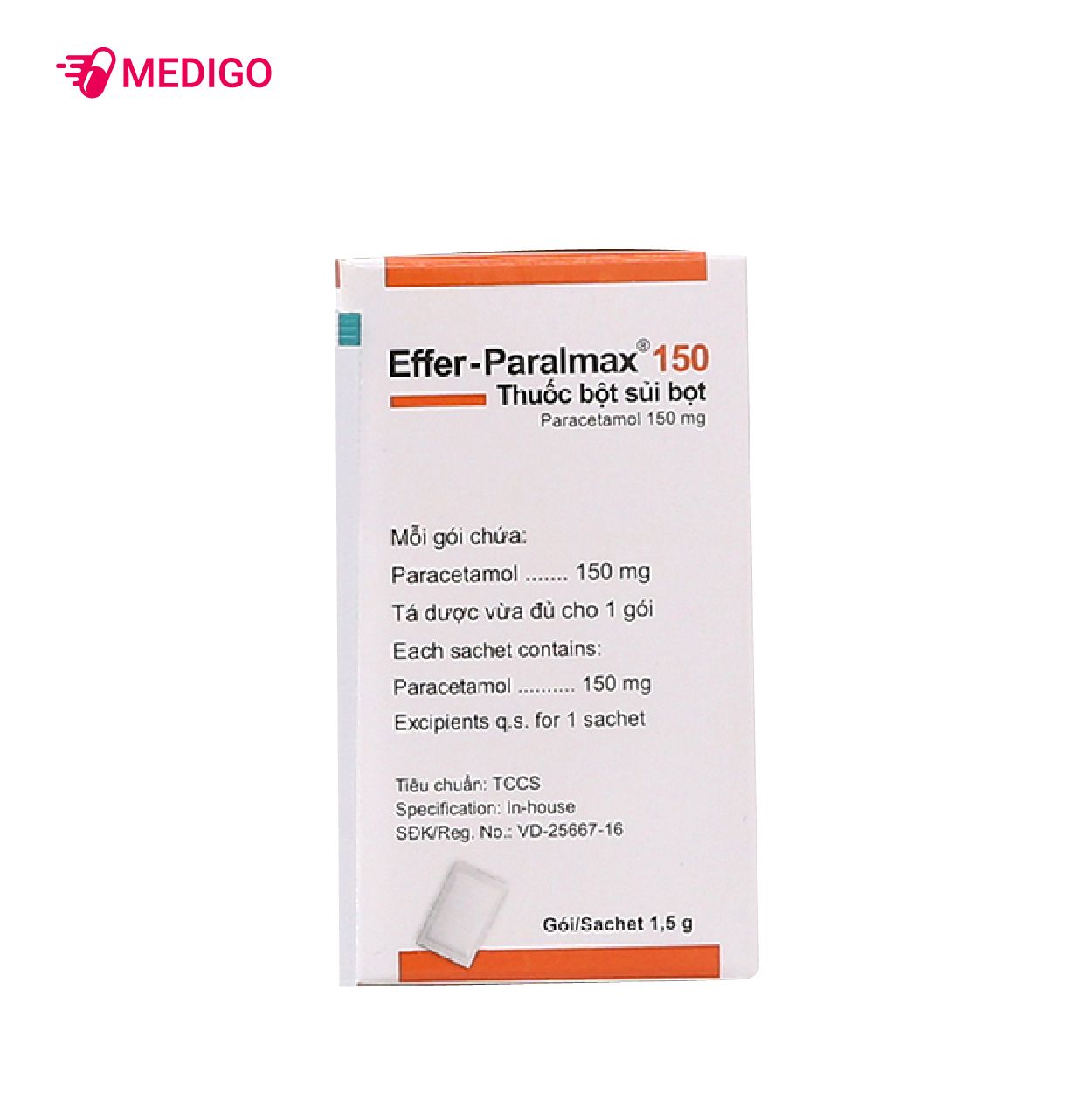 Thuốc giảm đau, hạ sốt Effer-Paralmax 150 hộp 30 gói | Medigo