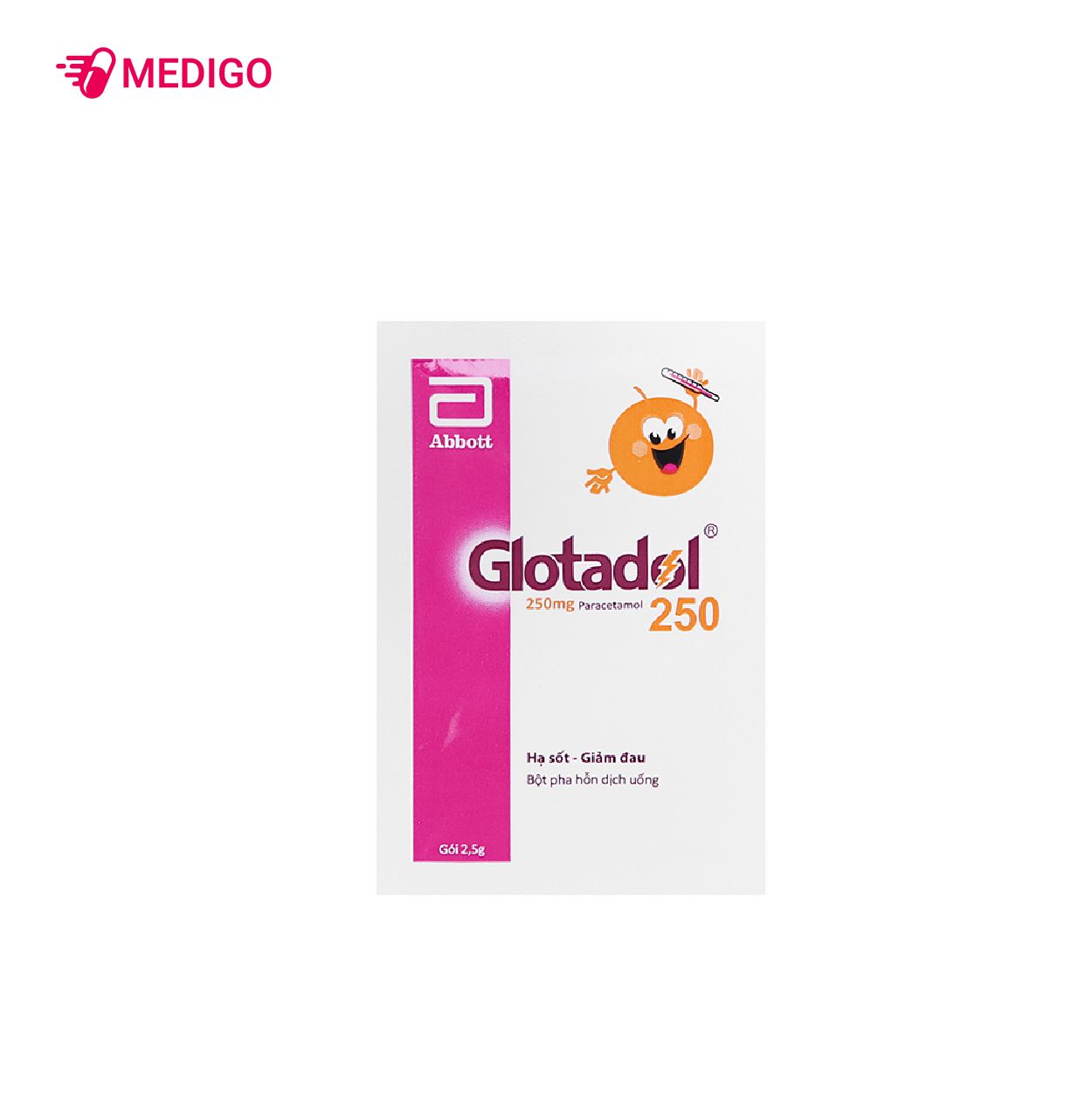 Thuốc giảm đau, hạ sốt Glotadol 250mg hộp 20 gói x 2.5g