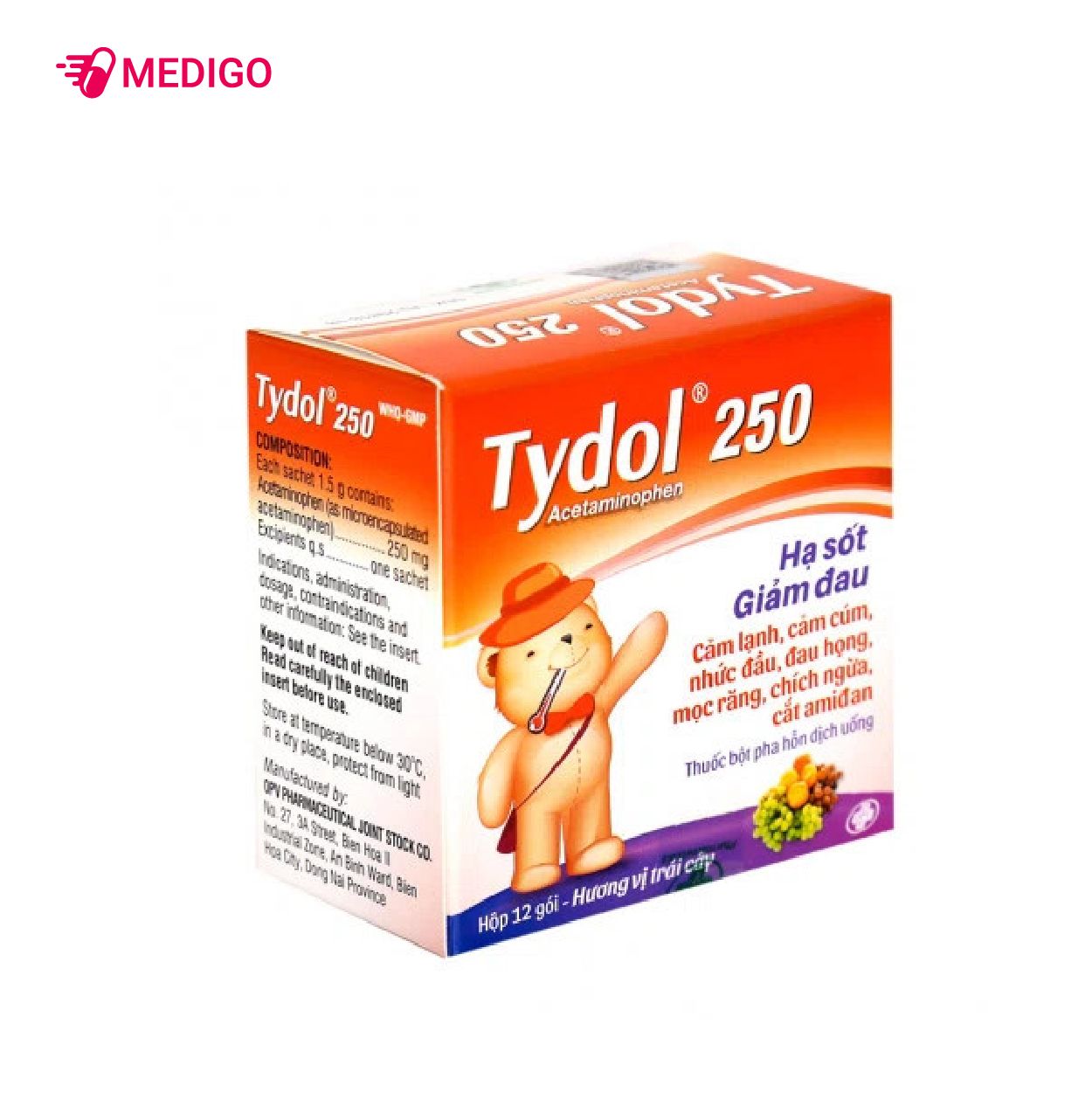 Thuốc hạ sốt, giảm đau Tydol 250 hộp 12 gói | Medigo