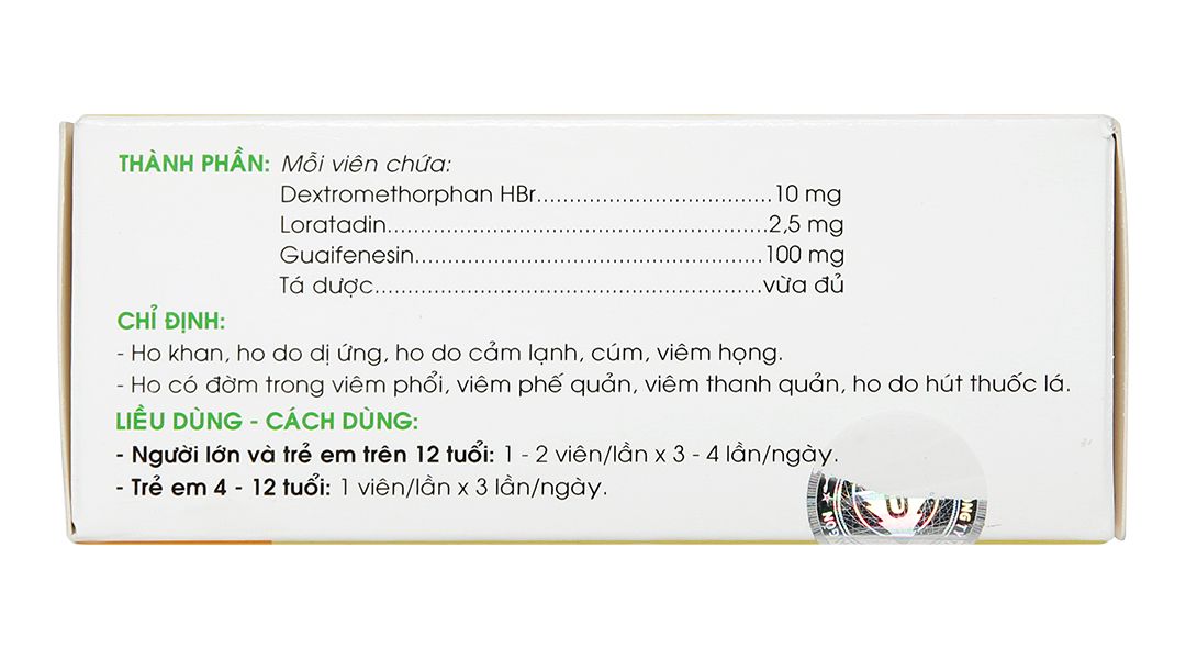 Thuốc ho Methorphan hộp 10 vỉ x 10 viên