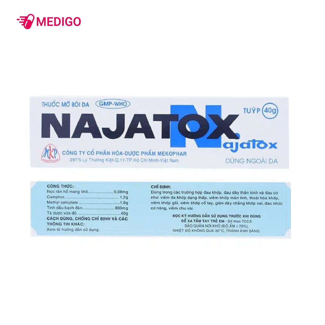 Thuốc mỡ bôi da Najatox điều trị đau nhức tuýp 40g