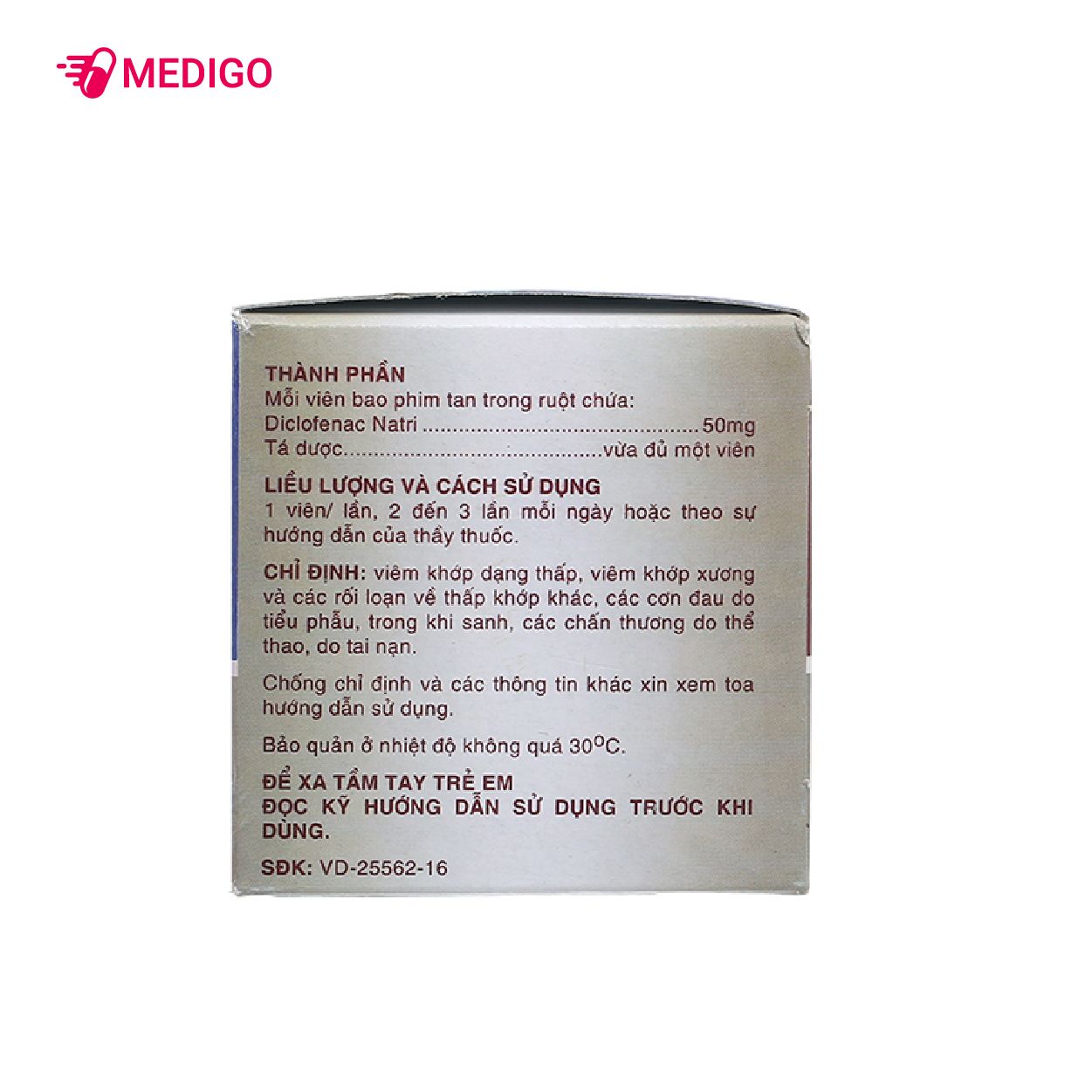 Thuốc giảm đau, kháng viêm Neo-Pyrazon 50mg hộp 100 viên | Medigo