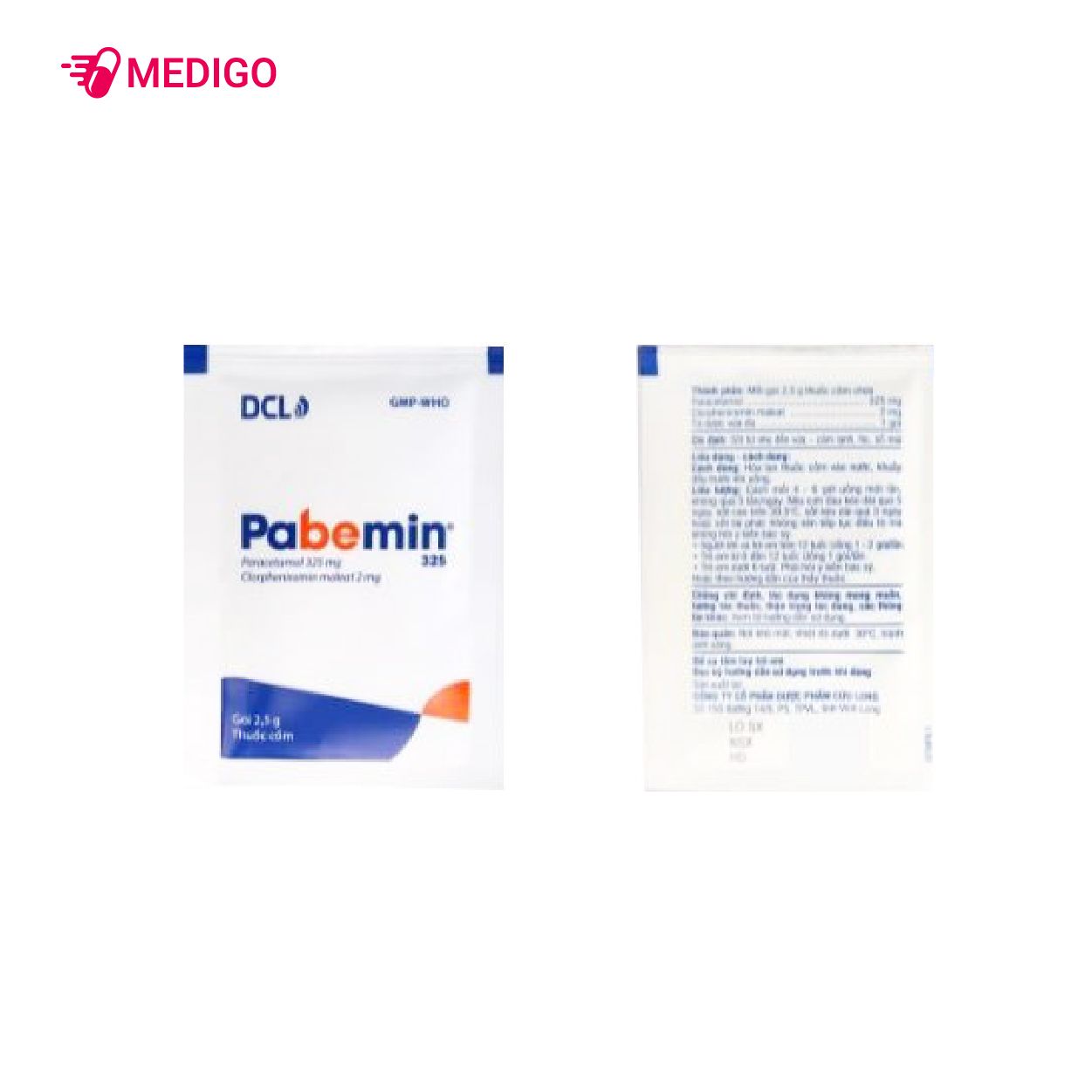 Thuốc giảm đau, hạ sốt Pabemin 325 hộp 30 gói x 2,5g | Medigo