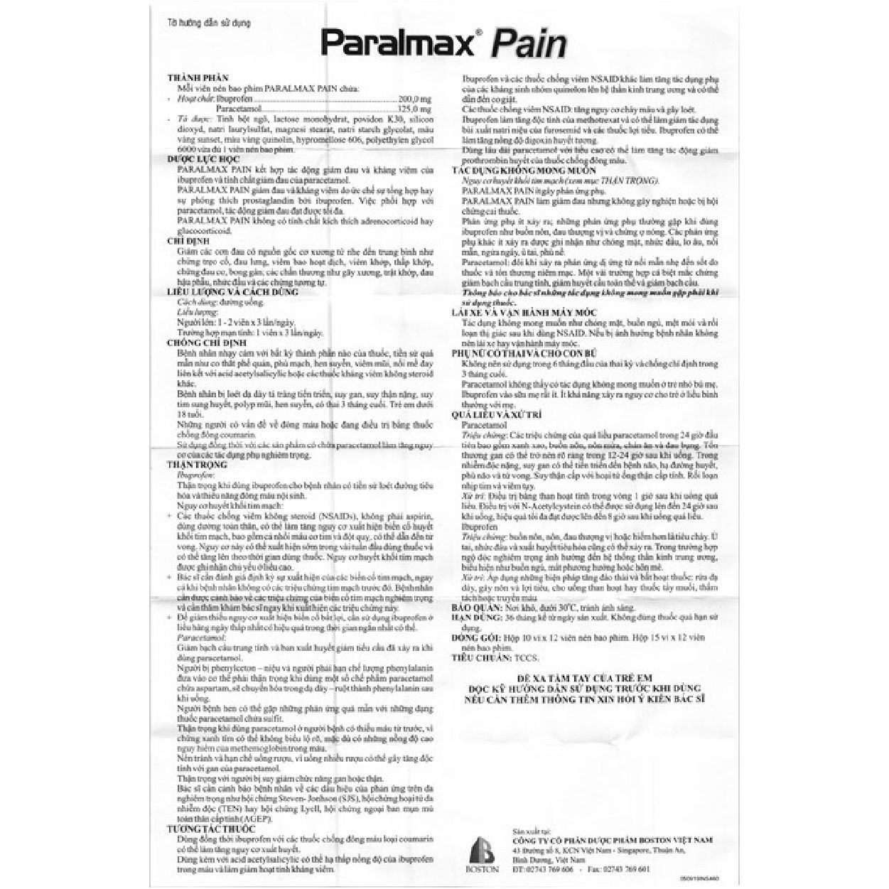 Thuốc giảm đau nhẹ đến trung bình Paralmax Pain hộp 10 vỉ x 12 viên ...