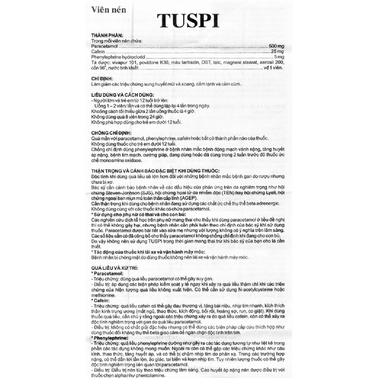 Thuốc giảm đau, hạ sốt Tuspi hộp 20 viên