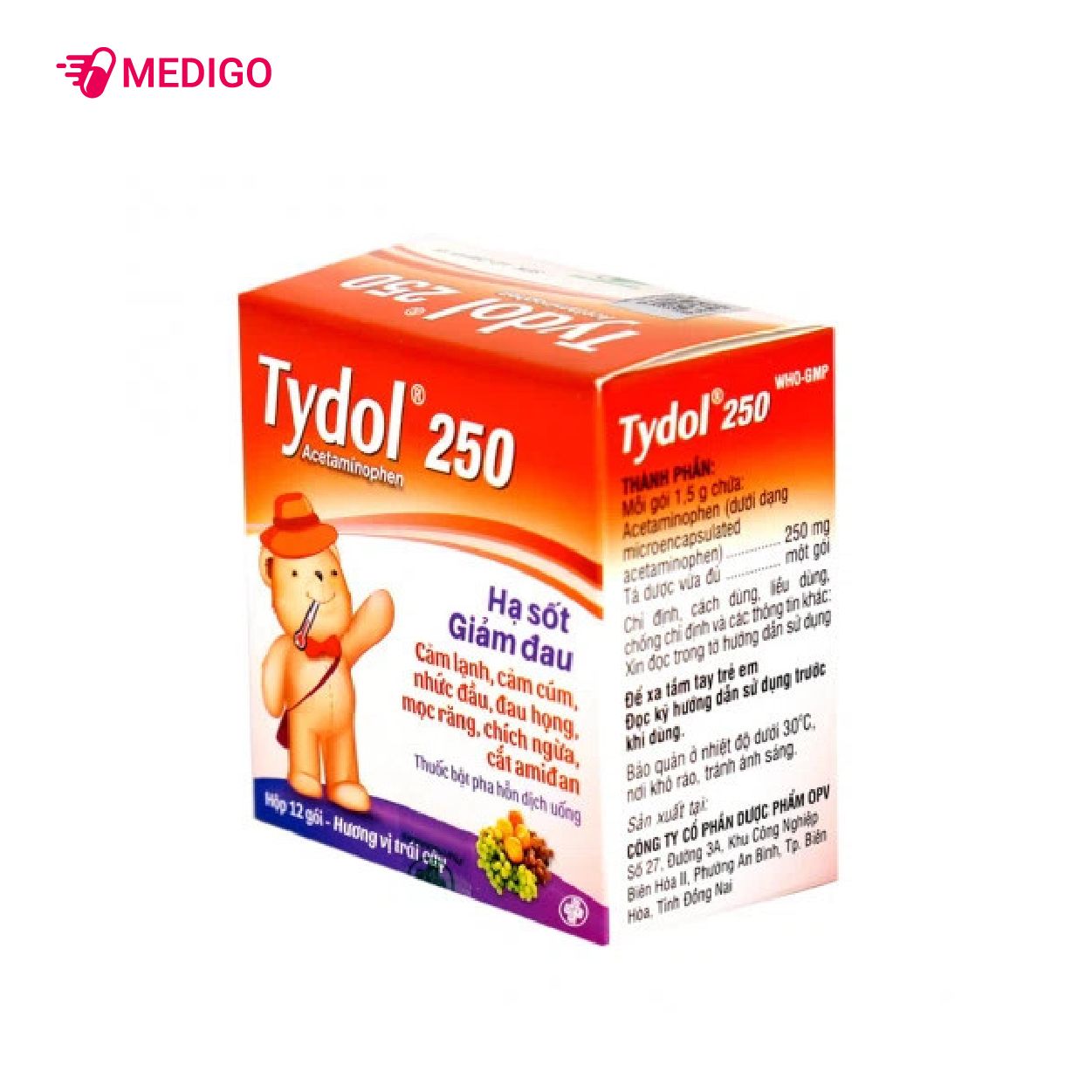 Thuốc hạ sốt, giảm đau Tydol 250 hộp 12 gói | Medigo