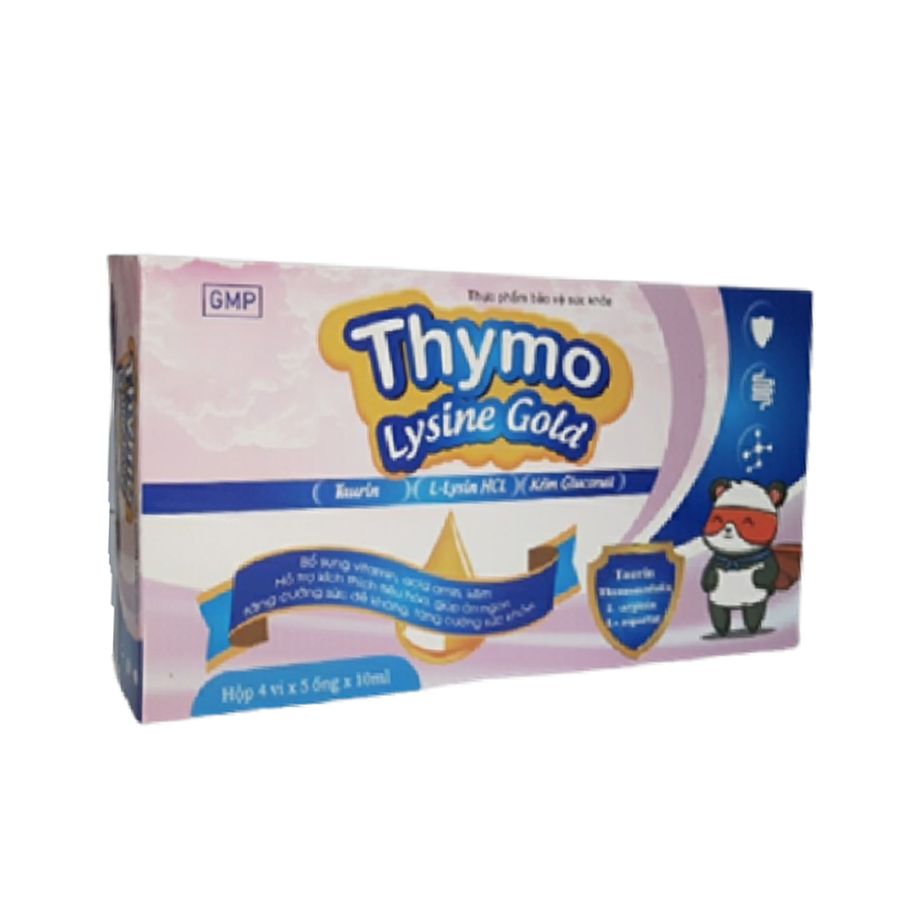 Hỗ trợ tăng cường sức đề kháng Thymo Lysine Gold hộp 4 vỉ x 5 ống x ...