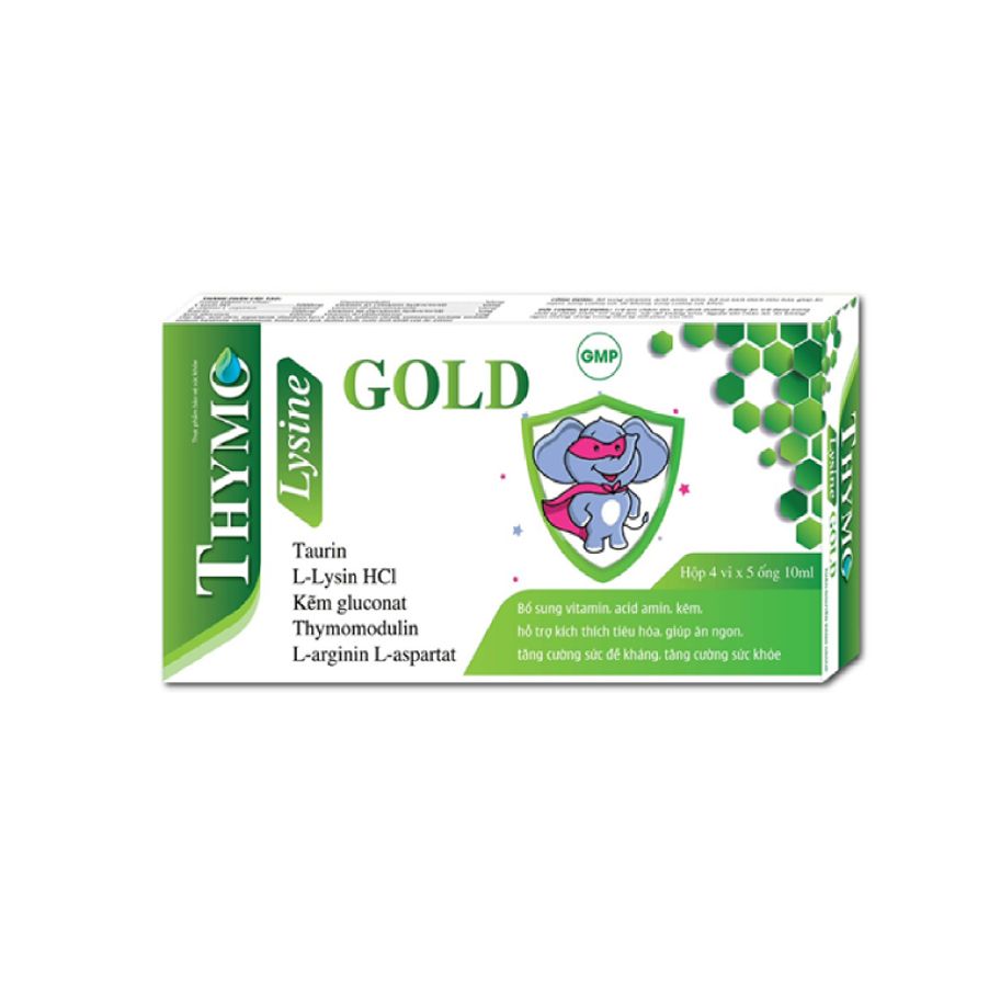Hỗ trợ tăng cường sức đề kháng Thymo Lysine Gold hộp 4 vỉ x 5 ống x 10ml