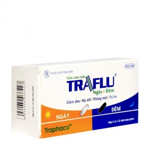 Thuốc giảm đau, hạ sốt, ho, thông mũi Traflu TRAPHACO hộp 5 vỉ x 12 viên