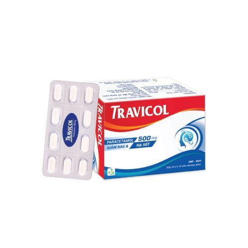 Thuốc giảm đau, hạ sốt Travicol 500mg hộp 100 viên