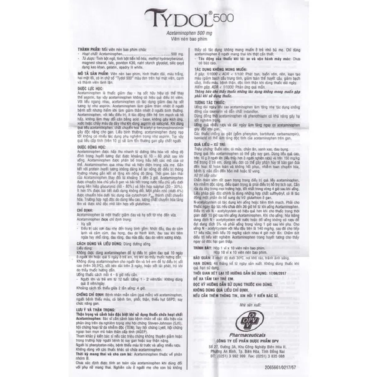 Thuốc giảm đau, hạ sốt Tydol 500 hộp 100 viên | Medigo