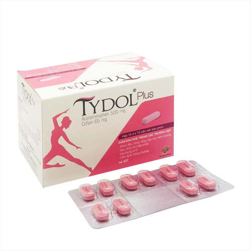 Thuốc giảm đau nhẹ, hạ sốt Tydol Plus hộp 10 vỉ x 10 viên nén bao phim