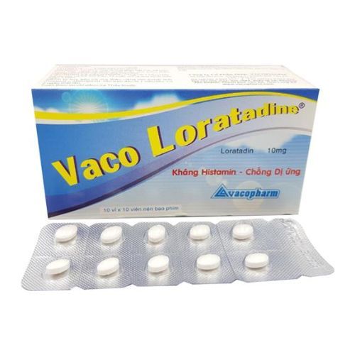 Thuốc chống dị ứng VACO LORATADINE 10 hộp 10 vỉ x 10 viên | Medigo