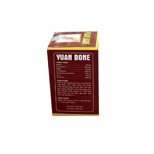 Hỗ trợ điều trị xương khớp Yuan Bone hộp 1 lọ 40 viên nang cứng | Medigo