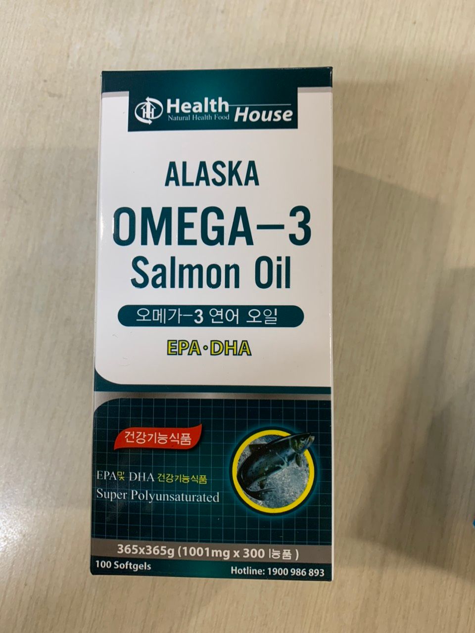 Viên uống dầu cá Alaska Omega-3 Salmon Oil (Health House) hộp 1 lọ 100 ...