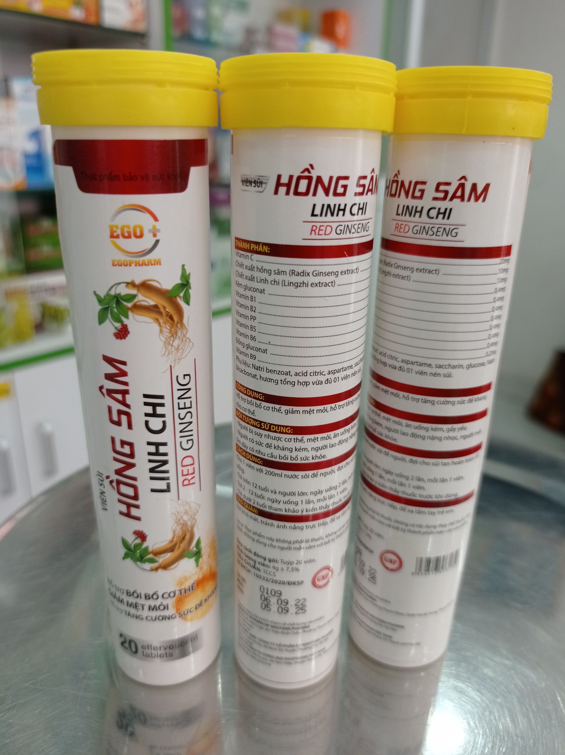 Viên sủi bồi bổ cơ thể, giảm mệt mỏi Hồng Sâm Linh Chi Red Ginseng ...