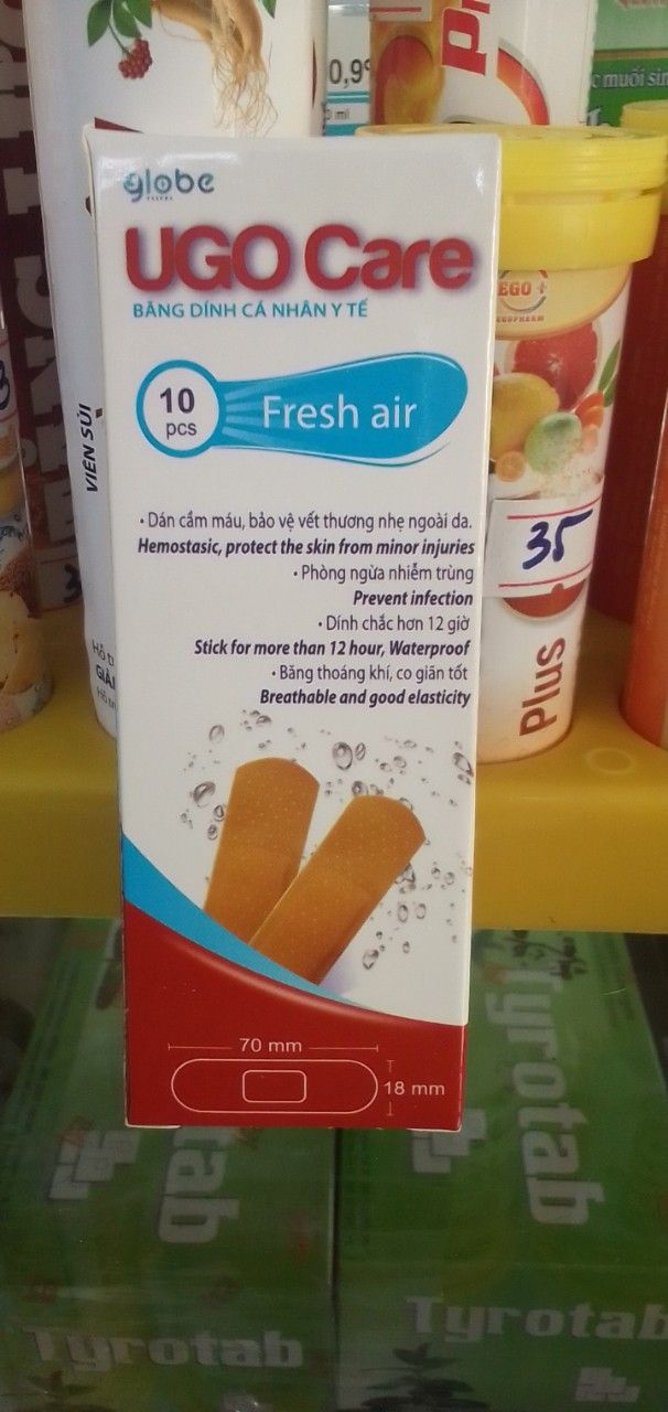 Băng dính cá nhân y tế UGO Care Fresh Air hộp 10 miếng 70mm x 18mm