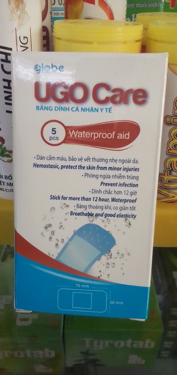 Băng dính cá nhân y tế UGO Care Waterproof Aid hộp 5 miếng 70mm x 36mm ...